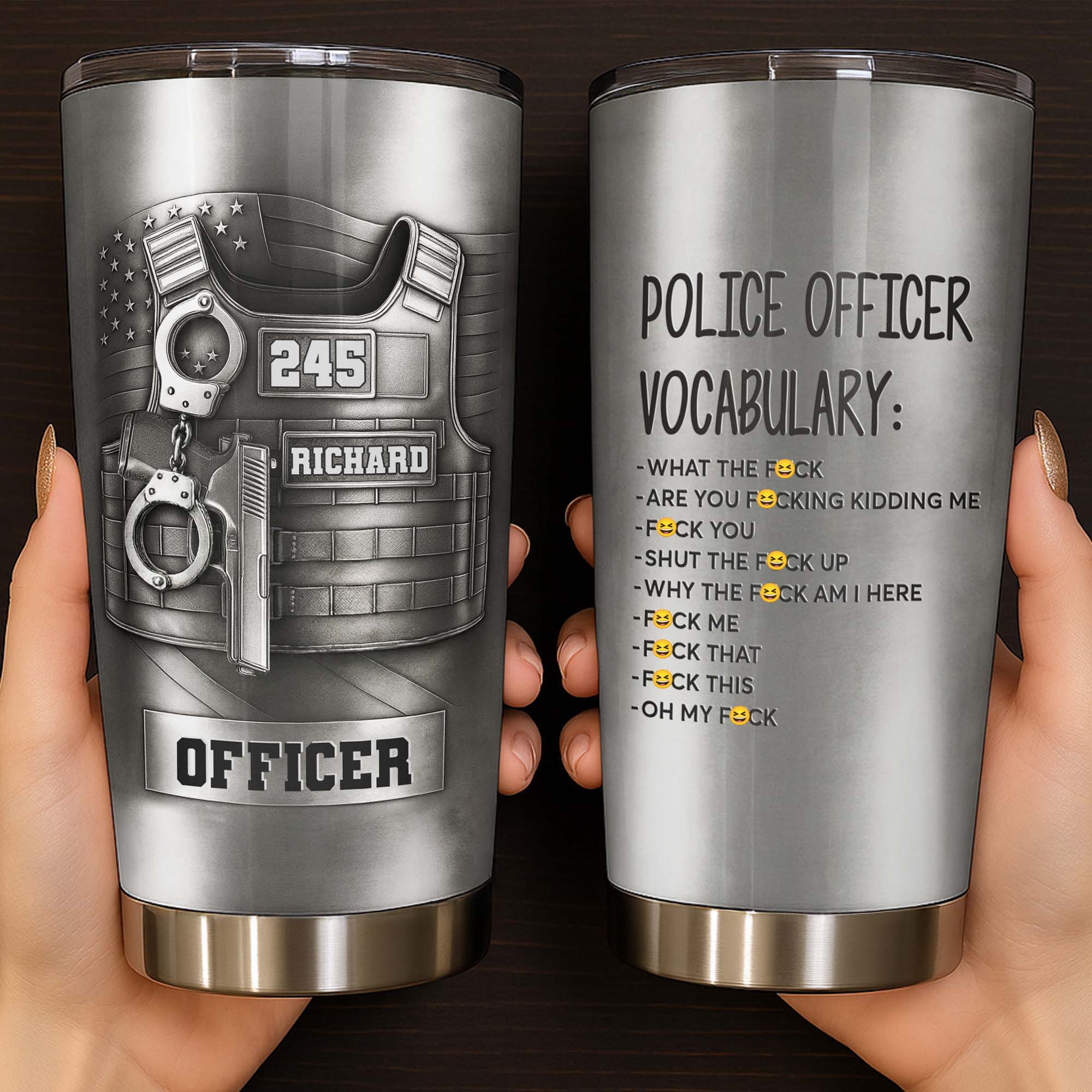 Police Officer Vocabulary Eff Words, Custom Stainless Steel Tumbler ...
