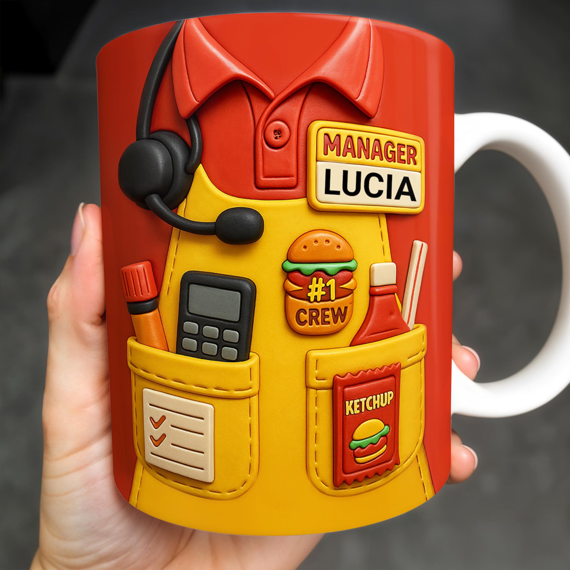 Best Manager Ever Featuring Fast Food Items and Headset, Personalized ...