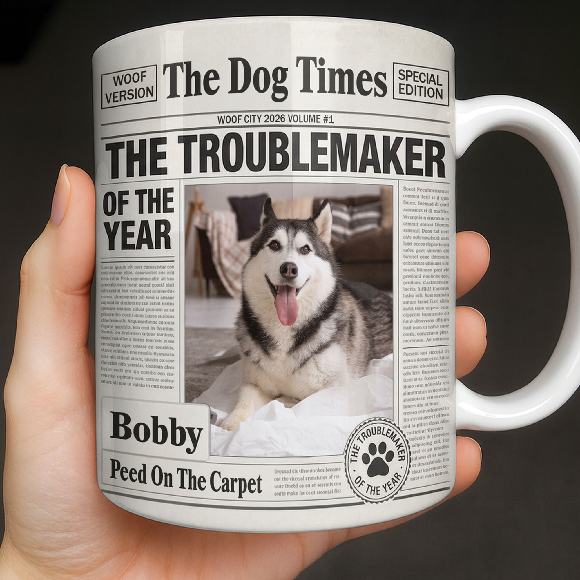 The Troublemaker Of The Year Dog Coffee Mug,Personalized Custom Coffee ...