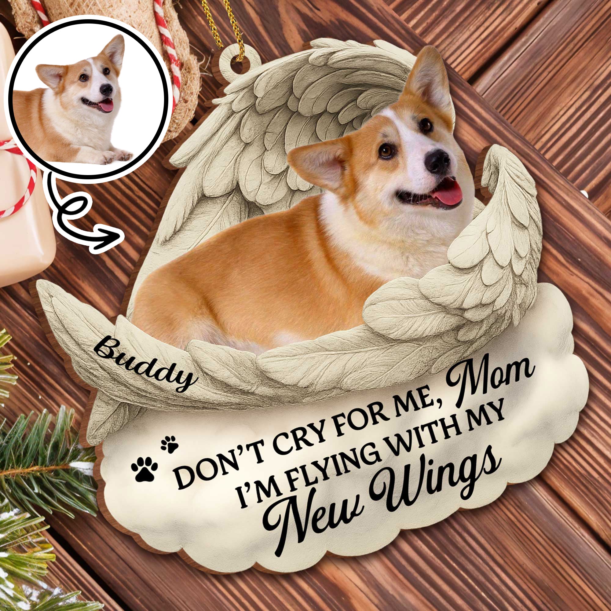 Don't Cry For Me I'm Flying With New Wings And Paw Prints, Custom Wood ...