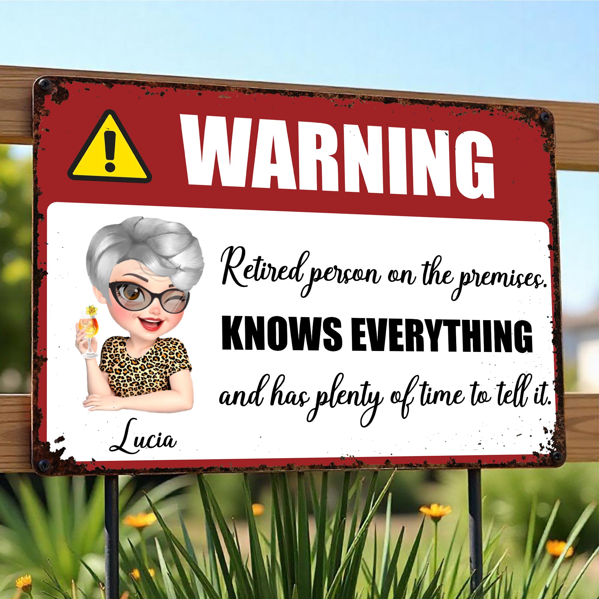 Warning Retired Person On The Premises, Personalized Metal Sign, Gift ...
