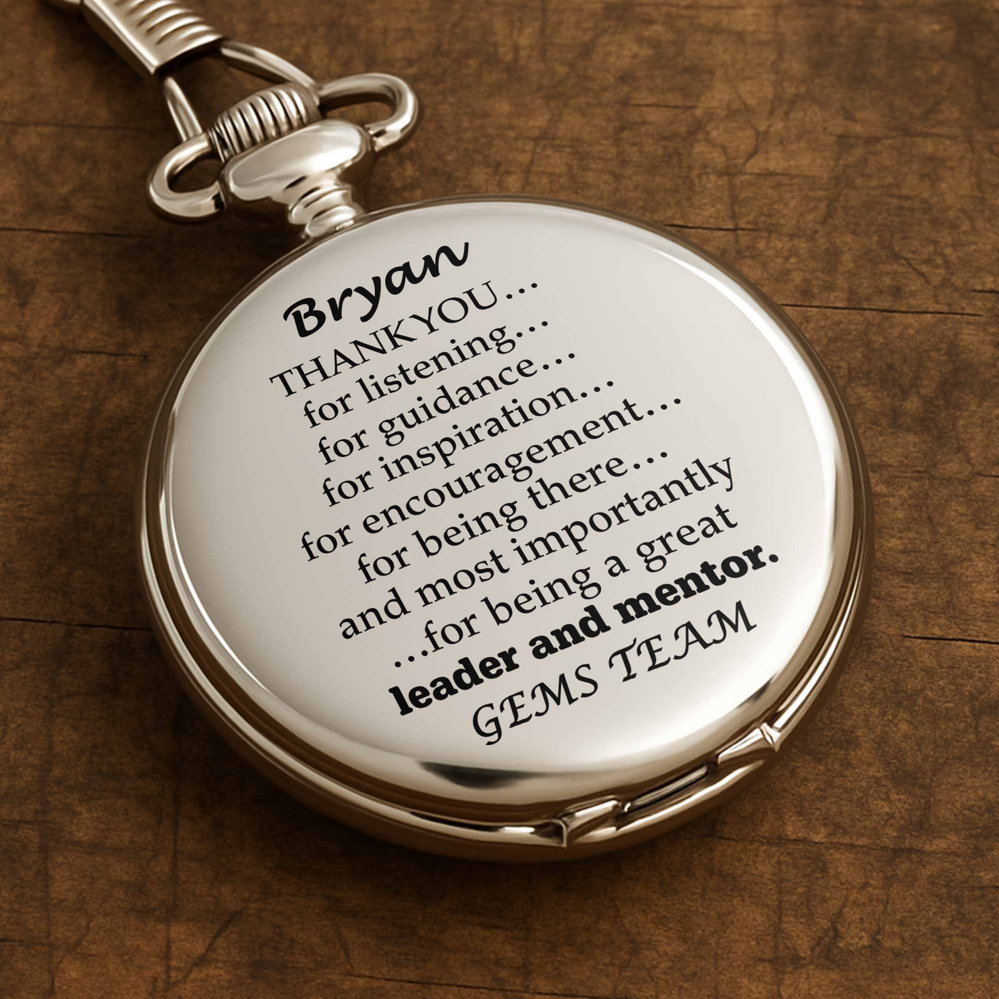 Thank You For Being A Great Leader And Mentor Pocket Watch, Gift For ...