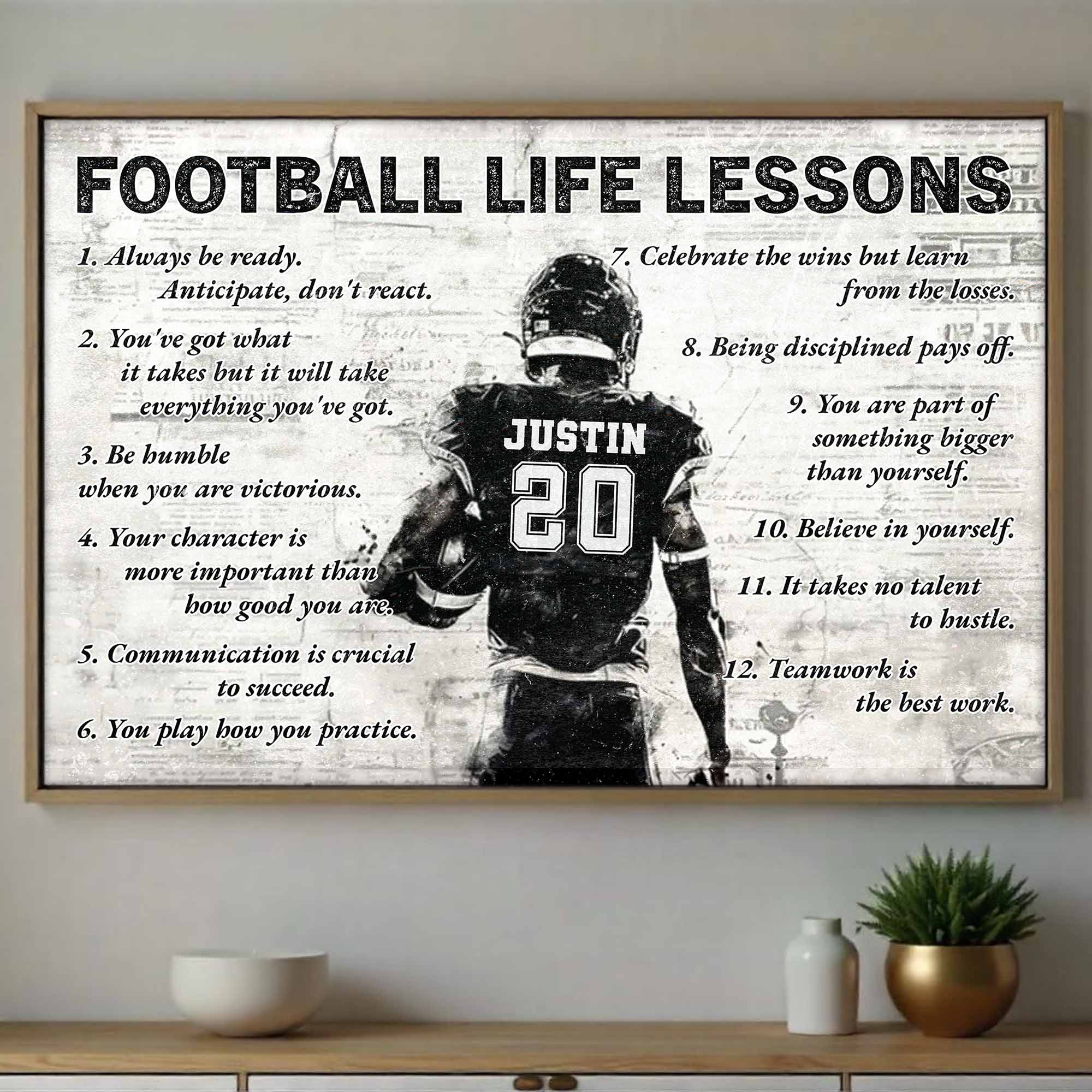 Football Life Lessons,Inspirational Sports Poster,Gift For Athletes and ...