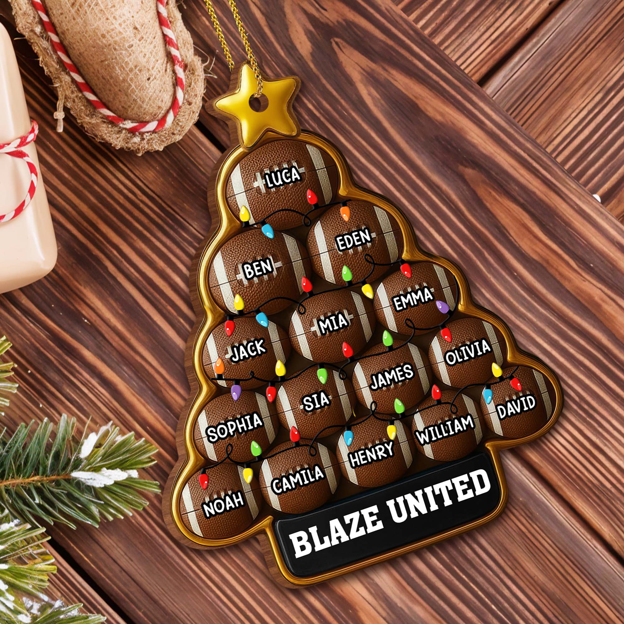 Blaze United, Personalized Custom Wood Ornament, Gift For Sports Team ...