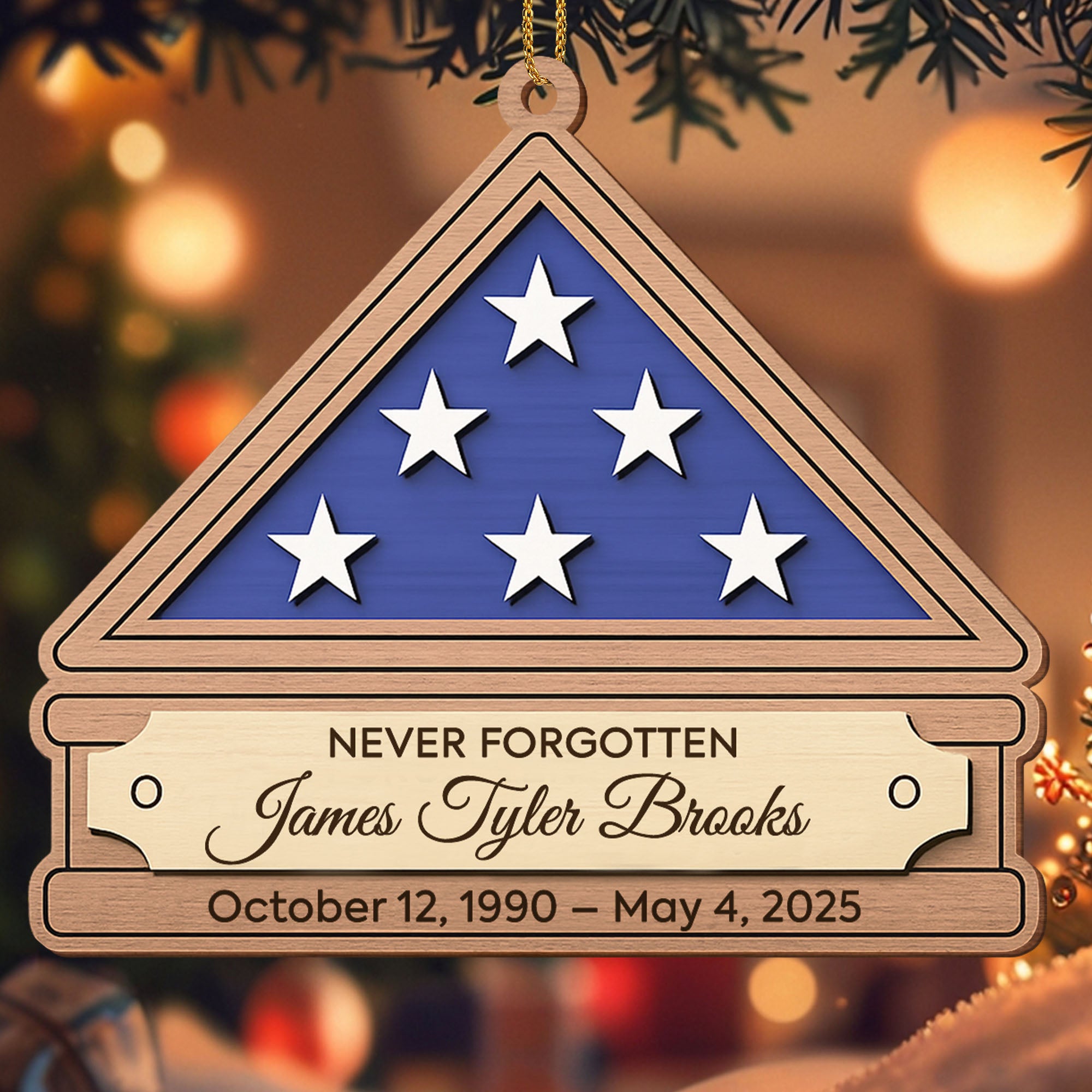 Never Forgotten Commemorative Ornament With Stars, Personalized Custom ...