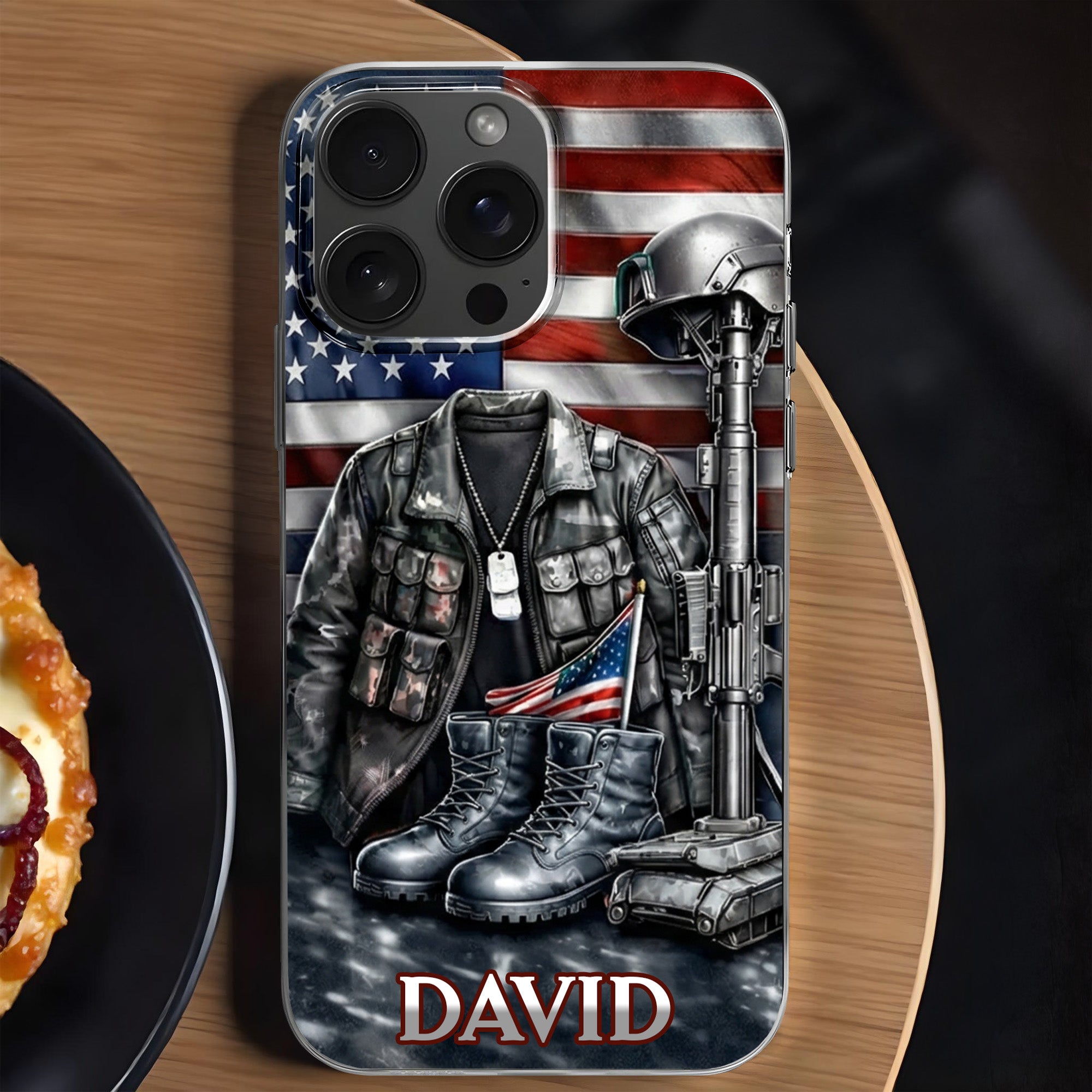 Patriotic Military Gear and Flag Phone Case, Gift For Veterans and Army ...