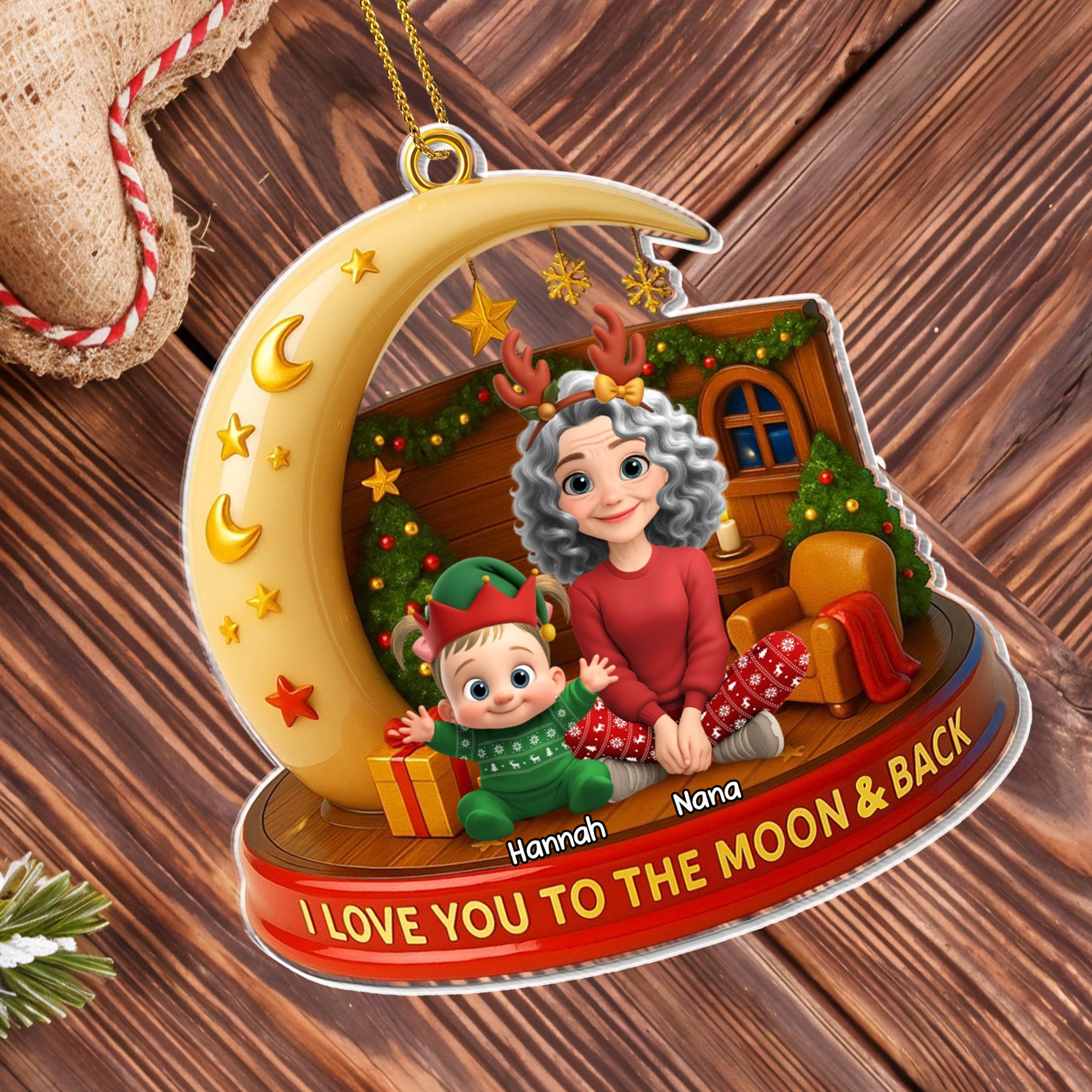 I Love You To The Moon & Back Christmas Ornament, Personalized Custom ...