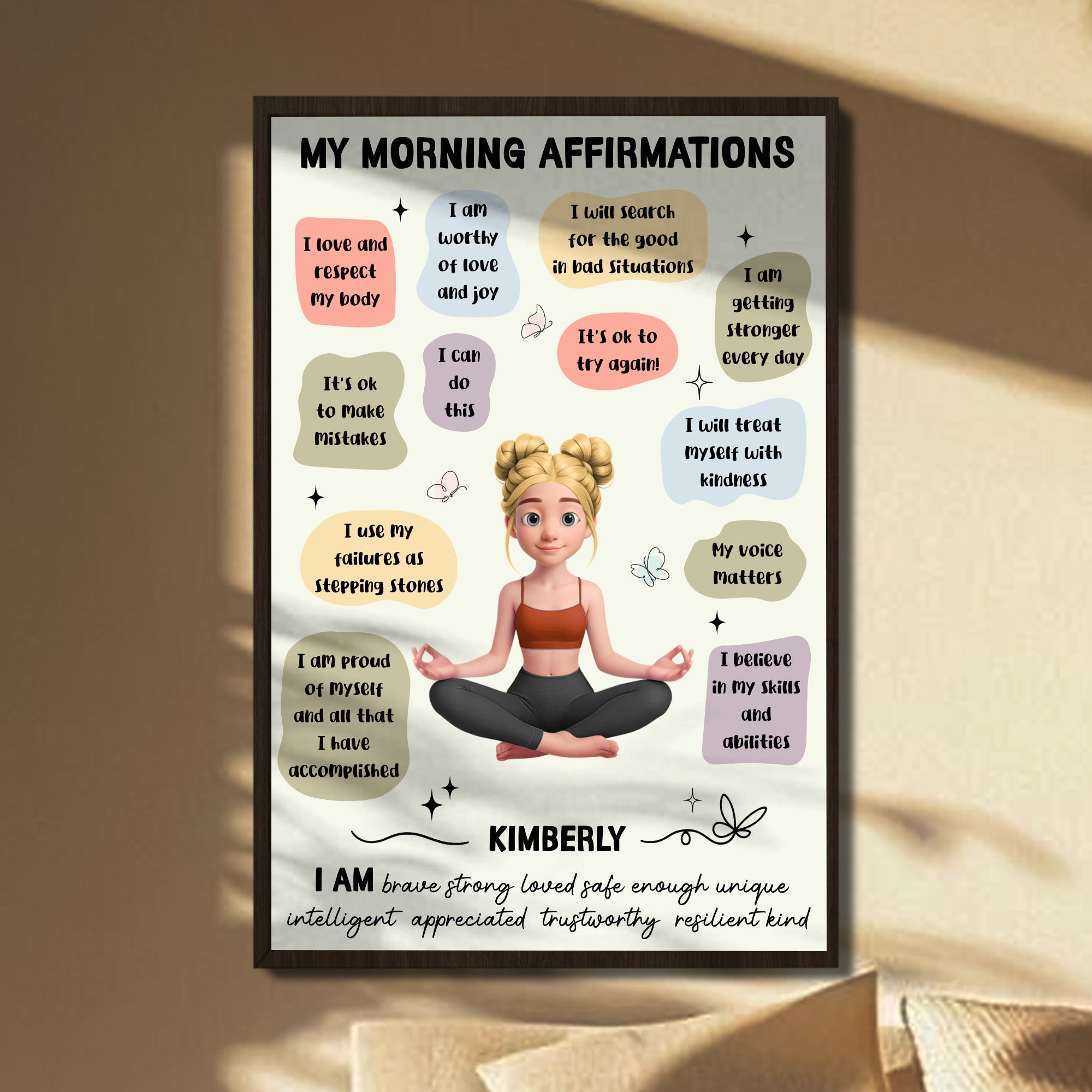 My Morning Affirmations, Girl And Inspirational Words, Vertical Poster ...